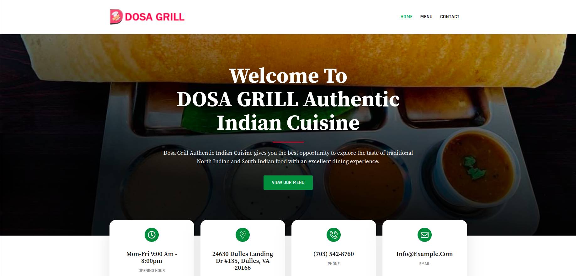 Home - Dosa Grill - Authentic Indian Cuisine - Dulles, VA